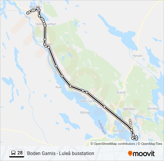 28 Route: Schedules, Stops & Maps - Boden Garnis (Updated)