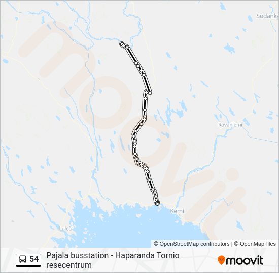 54 Rutt: Tidtabeller, Hållplatser & Kartor - Pajala Busstation (Uppdaterat)