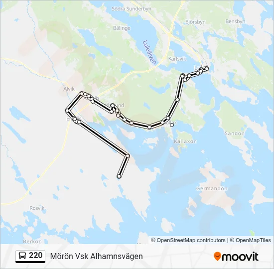 220 Route: Schedules, Stops & Maps - Mörön Vsk Alhamnsvägen (Updated)