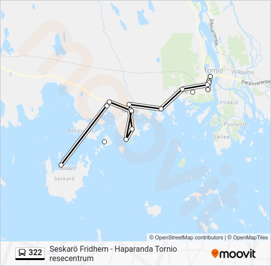 322 Rutt: Tidtabeller, Hållplatser & Kartor - Haparanda Tornio ...