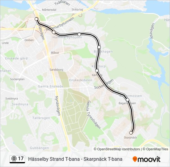 17 Rutt: Tidtabeller, Hållplatser & Kartor - Gullmarsplan T-Bana ...