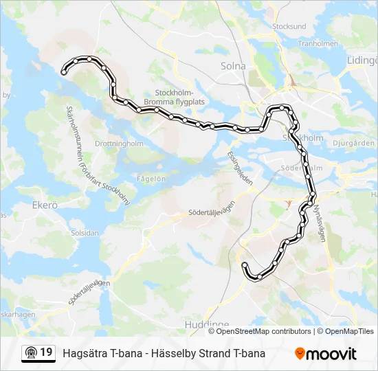 19 Route: Schedules, Stops & Maps - Hässelby Strand T-Bana (Updated)