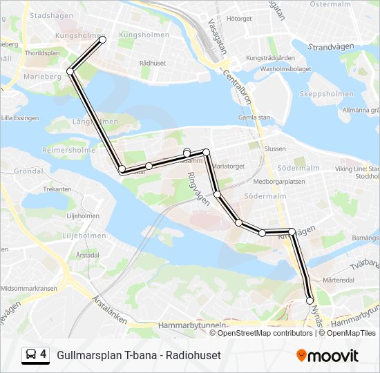 4 Rutt: Tidtabeller, Hållplatser & Kartor - Fridhemsplan T-Bana ...