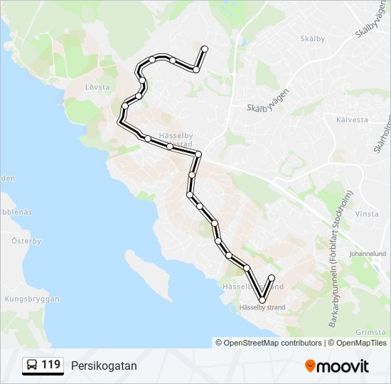 119 Route: Schedules, Stops & Maps - Persikogatan (Updated)