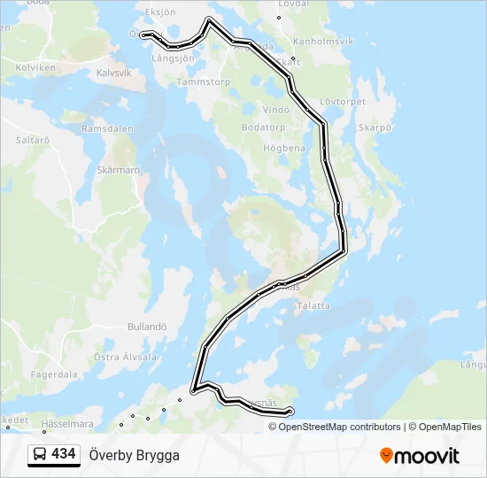 434 Rutt: Tidtabeller, Hållplatser & Kartor - Överby Brygga (Uppdaterat)