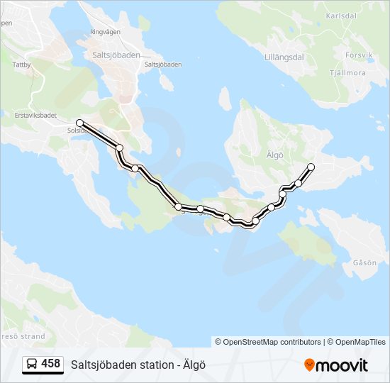 458 Rutt: Tidtabeller, Hållplatser & Kartor - Solsidan Station (Uppdaterat)