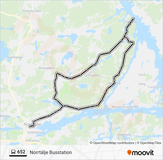 652 Route: Schedules, Stops & Maps - Norrtälje Busstation (Updated)
