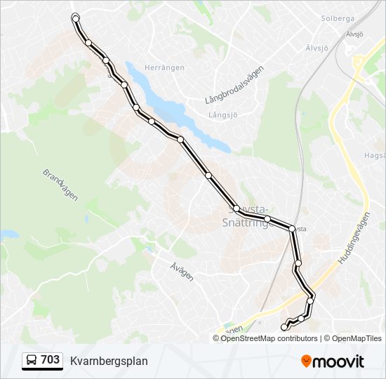 703 Rutt: Tidtabeller, Hållplatser & Kartor - Kvarnbergsplan (Uppdaterat)