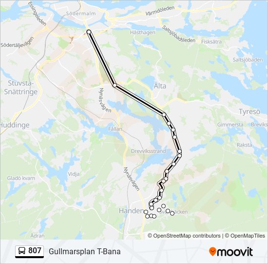807 Rutt: Tidtabeller, Hållplatser & Kartor - Gullmarsplan T-Bana (Uppdaterat)