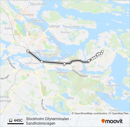 445c Rutt: Tidtabeller, Hållplatser & Kartor - Stockholm Cityterminalen ...