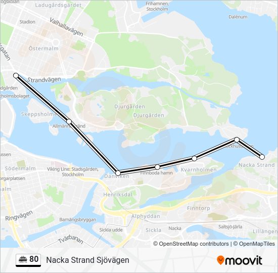 80 Route: Schedules, Stops & Maps - Nacka Strand Sjövägen (Updated)
