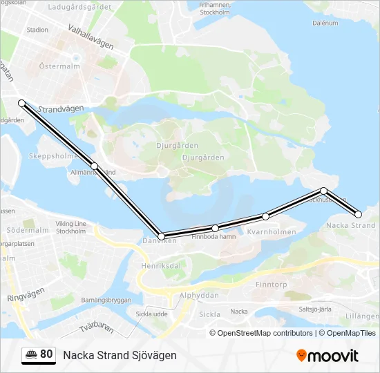 80 Route: Schedules, Stops & Maps - Nacka Strand Sjövägen (Updated)