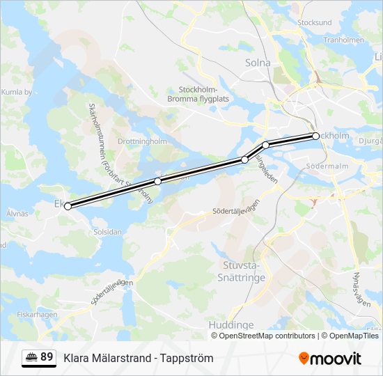 89 Rutt: Tidtabeller, Hållplatser & Kartor - Klara Mälarstrand (Uppdaterat)