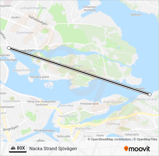 80X Route: Schedules, Stops & Maps - Nacka Strand Sjövägen (Updated)