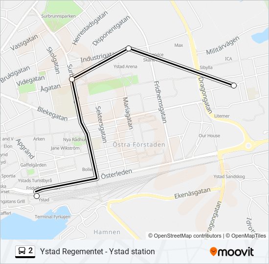 2 Route: Schedules, Stops & Maps - Ystad Regementet (Updated)