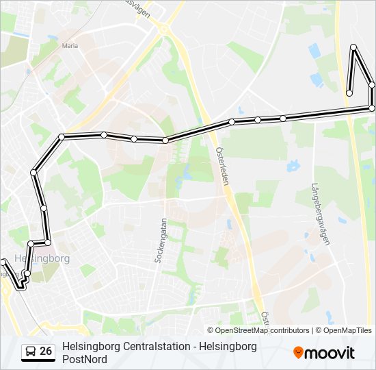 26 Rutt: Tidtabeller, Hållplatser & Kartor - Helsingborg Postnord ...