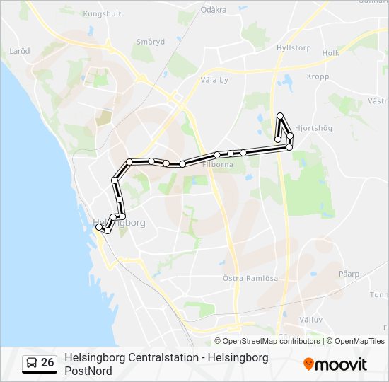 26 Route: Schedules, Stops & Maps - Helsingborg Postnord (Updated)