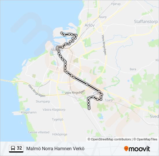 32 Route: Schedules, Stops & Maps - Malmö Norra Hamnen Verkö (Updated)