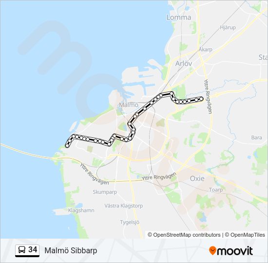 34 Route: Schedules, Stops & Maps - Malmö Sibbarp (Updated)
