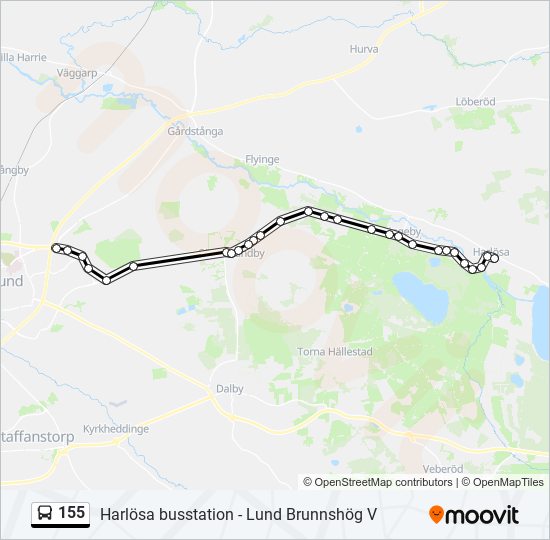 155 Route: Schedules, Stops & Maps - Lund Brunnshög V (Updated)