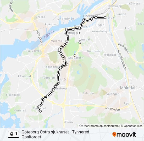 1 Route: Schedules, Stops & Maps - Göteborg Ullevi Norra (Updated)