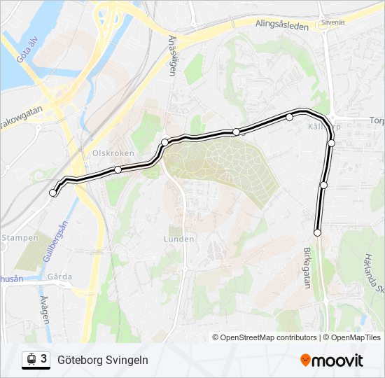 3 Rutt: Tidtabeller, Hållplatser & Kartor - Göteborg Svingeln (Uppdaterat)