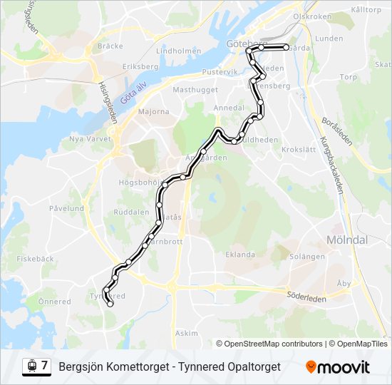 7 Rutt: Tidtabeller, Hållplatser & Kartor - Göteborg Ullevi Norra ...