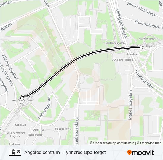 8 Route: Schedules, Stops & Maps - Göteborg Marklandsgatan (Updated)