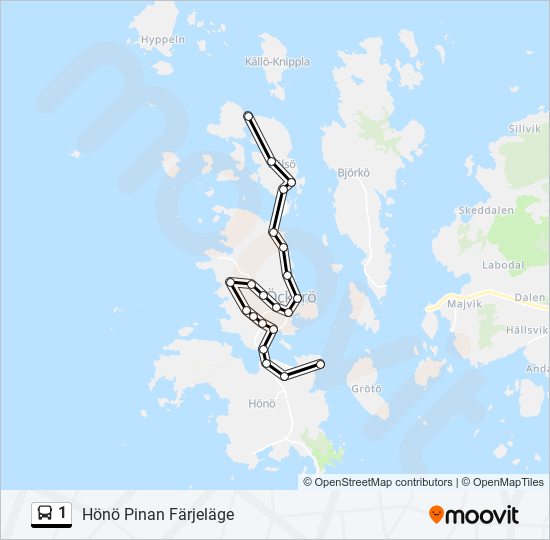 1 Rutt: Tidtabeller, Hållplatser & Kartor - Hönö Pinan Färjeläge ...