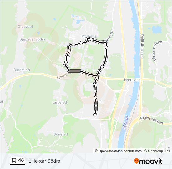 46 Route: Schedules, Stops & Maps - Lillekärr Södra (Updated)