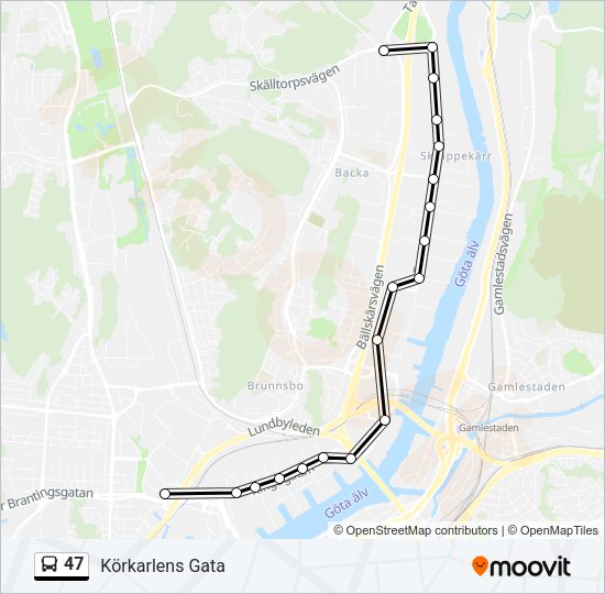 47 Route: Schedules, Stops & Maps - Körkarlens Gata (Updated)