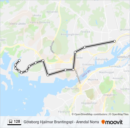 128 Route: Schedules, Stops & Maps - Göteborg Hjalmar Brantingspl (Updated)