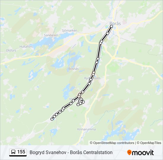155 Rutt: Tidtabeller, Hållplatser & Kartor - Bogryd Svanehov (Uppdaterat)