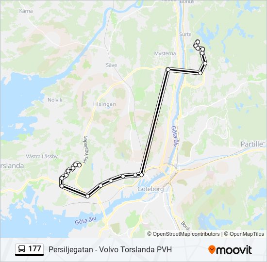 177 Rutt: Tidtabeller, Hållplatser & Kartor - Volvo Torslanda Pvh ...