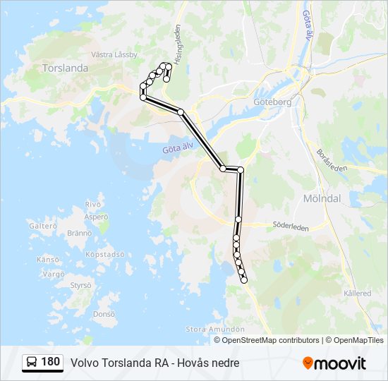 180 Rutt: Tidtabeller, Hållplatser & Kartor - Volvo Torslanda Ra ...