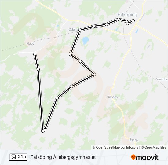 315 Route: Schedules, Stops & Maps - Falköping Ållebergsgymnasiet (Updated)