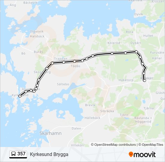 357 Rutt: Tidtabeller, Hållplatser & Kartor - Kyrkesund Brygga (Uppdaterat)