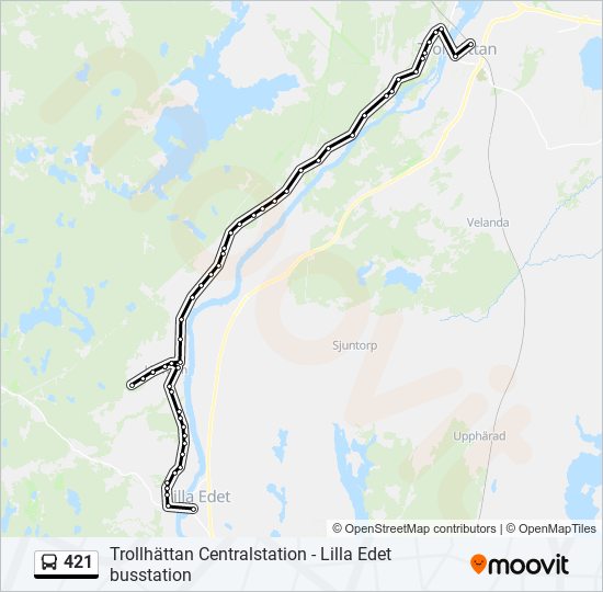 421 Rutt: Tidtabeller, Hållplatser & Kartor - Trollhättan ...