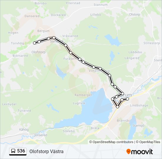 536 Route: Schedules, Stops & Maps - Olofstorp Västra (Updated)