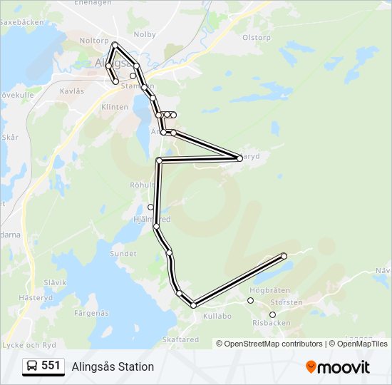 551 Route: Schedules, Stops & Maps - Alingsås Station (Updated)