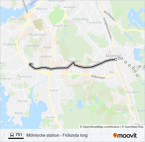 751 Route: Schedules, Stops & Maps - Mölndals Bro (Updated)