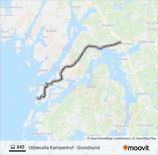 845 Rutt: Tidtabeller, Hållplatser & Kartor - Torp Terminalen Uddevalla ...