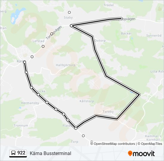 922 Route: Schedules, Stops & Maps - Kärna Bussterminal (Updated)