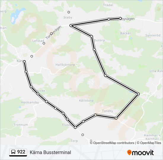 922 Route: Schedules, Stops & Maps - Kärna Bussterminal (Updated)