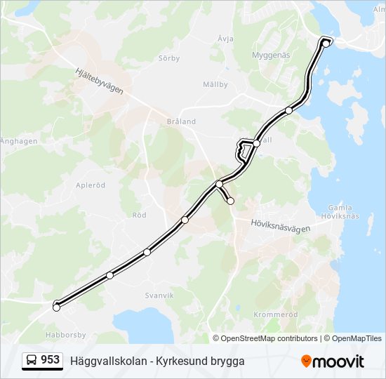 953 Rutt: Tidtabeller, Hållplatser & Kartor - Habborsby (Uppdaterat)