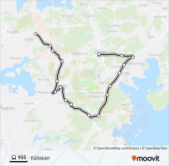 955 Rutt: Tidtabeller, Hållplatser & Kartor - Kållekärr (Uppdaterat)
