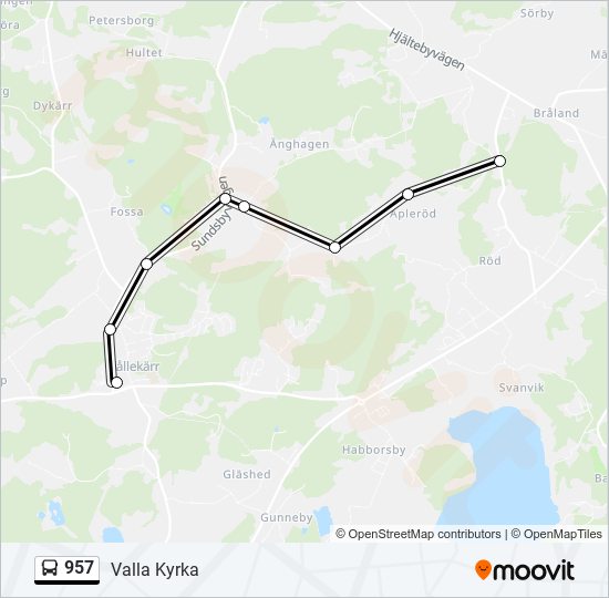 957 Route: Schedules, Stops & Maps - Valla Kyrka (Updated)