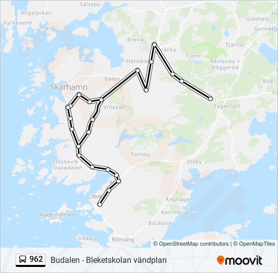 962 Rutt: Tidtabeller, Hållplatser & Kartor - Bleketskolan Vändplan ...