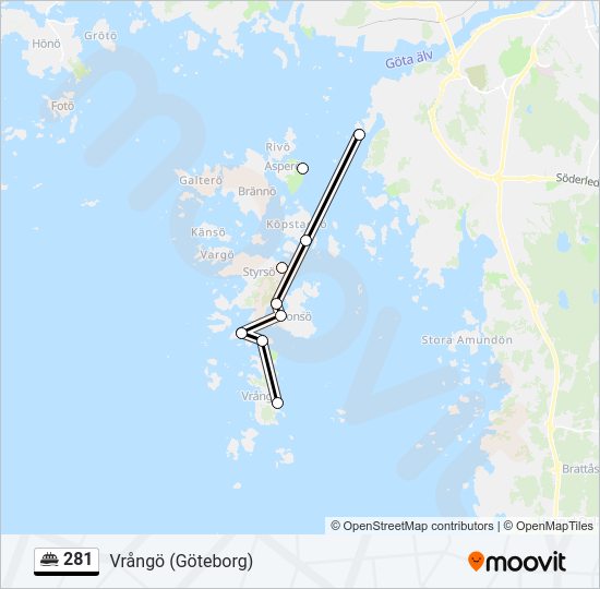 281 Rutt: Tidtabeller, Hållplatser & Kartor - Vrångö (Göteborg ...