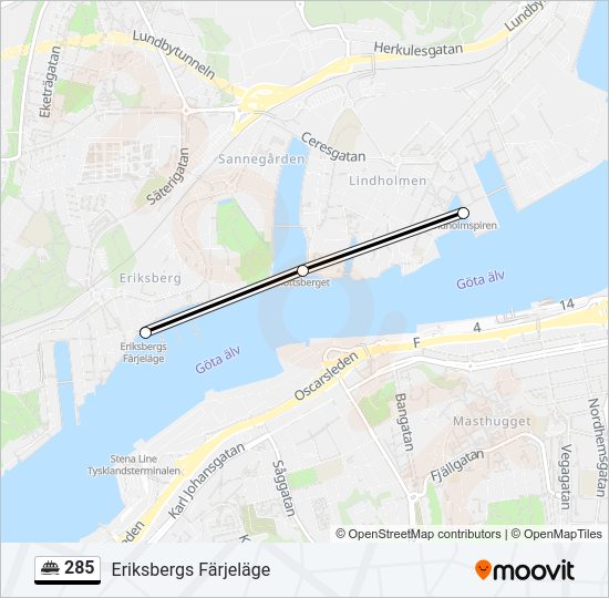 285 Route: Schedules, Stops & Maps - Eriksbergs Färjeläge (Updated)